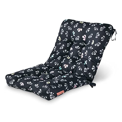 Vera Bradley by Classic Accessories Water-Resistant Patio Chair Cushion, 21 x 19 x 22.5 x 5 Inch, Gingko Butterflies, Seat Back Cushion