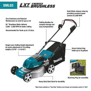 Makita XML03CM1 36V (18V X2) LXT® Brushless 18" Lawn Mower Kit with 4 Batteries