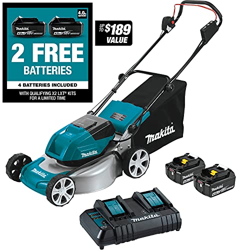 Makita XML03CM1 36V (18V X2) LXT® Brushless 18" Lawn Mower Kit with 4 Batteries