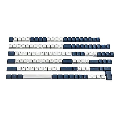 PBT Double Shot Shine Through ANSI ISO Blue White Keycap for MX Mechanical Keyboard KBD75 68 61 87 104 Keychron K2 K6(Only Keycap)