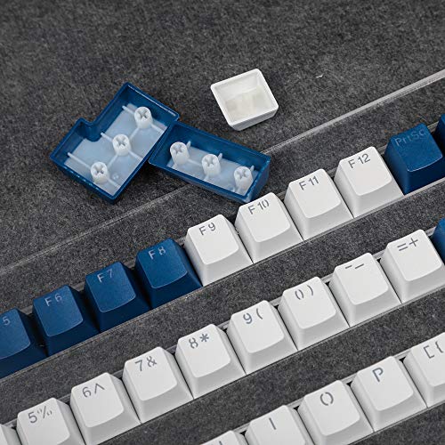 PBT Double Shot Shine Through ANSI ISO Blue White Keycap for MX Mechanical Keyboard KBD75 68 61 87 104 Keychron K2 K6(Only Keycap)