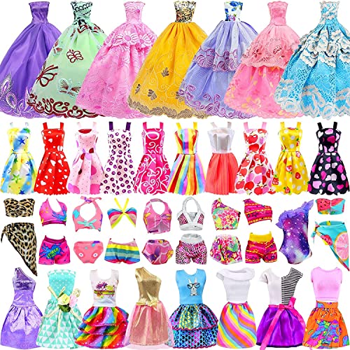 ZITA ELEMENT 11.5 Inch Girl Doll Closet Wardrobe with Clothes and Accessories Set 101 Pcs Including Wardrobe Suitcase Clothes Dresses Swimsuits Shoes Hangers Necklace Bags and Other Stuff