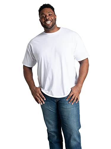 Fruit of the Loom Men's Big & Tall Eversoft Cotton Short Sleeve T Shirts, Breathable & Moisture Wicking with Odor Control, White, 4X-Large Big