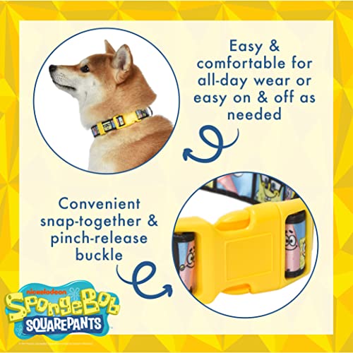 SpongeBob SquarePants for Pets Characters Best Friends Dog Collar, Size Large (L) | Cute Yellow Large Dog Collar for Large Dogs from Nickelodeon Spongebob, Dog Apparel & Accessories