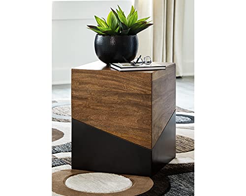 Signature Design by Ashley Trailbend Eclectic Accent End Table, Brown & Gunmetal