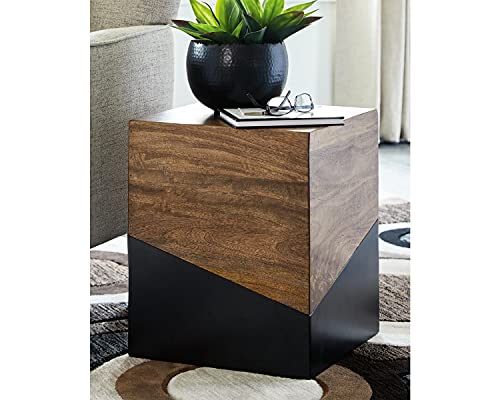 Signature Design by Ashley Trailbend Eclectic Accent End Table, Brown & Gunmetal