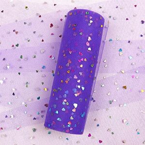 yuanchuan laser glitter tulle rolls 6 inch x 10 yards (30 feet) purple tulle rolls spool fabric tutu for diy skirts wedding gift wrap sewing crafting bow bridal decorations birthday party (purple)