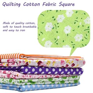 42Pcs 10"x10" Quilting Cotton Fabric Squares Sheets Pre-Cut Multi-Color Design Printed Floral Craft Fabric for DIY Sewing Scrapbooking Quilting Craft Patchwork (Red/Pink/Yellow/Green/Blue/Purple)