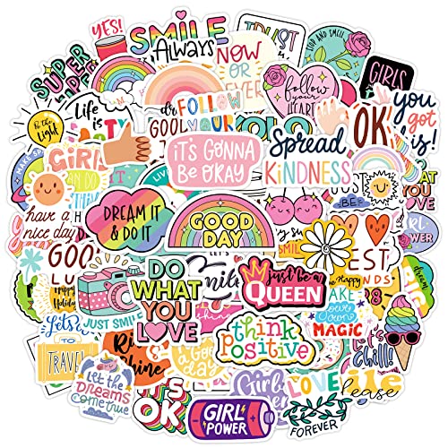 YAMIOW 160pcs Cute Positive Words Stickers for Kids Teens Adults, VSCO Trendy Stickers for Girls, Inspirational Stickers for Water Bottle Laptop Scrapbooking, Waterproof Vinyl Stickers Pack