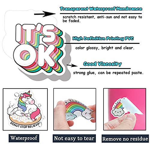 YAMIOW 160pcs Cute Positive Words Stickers for Kids Teens Adults, VSCO Trendy Stickers for Girls, Inspirational Stickers for Water Bottle Laptop Scrapbooking, Waterproof Vinyl Stickers Pack