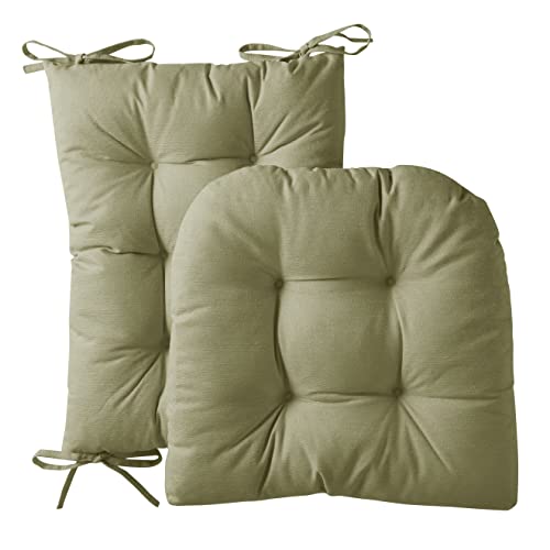 Sweet Home Collection Rocking Chair Cushion Premium Tufted Pads Non Skid Slip Backed Set of Upper and Lower with Ties, 1 Count (Pack of 1), Sage