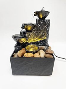 tabletop fountain, desktop usb small water fountains with irregular stones and decorative led lights