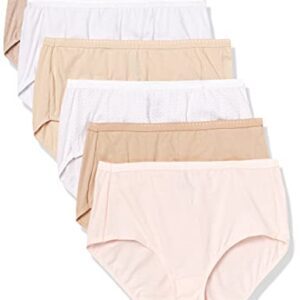 Hanes Ultimate womens 6-pack Breathable Cotton Panty Briefs, Soft Taupe, White, Nude, Light Buff, Nude Heather, Sugar Flower Sweet Dot, 8 US