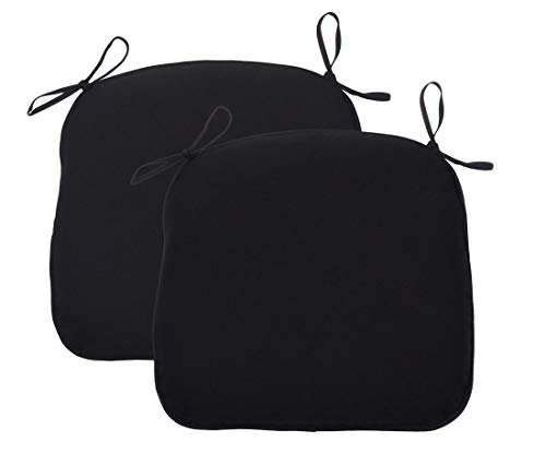 Augld 2 Pack Water Repellent Patio Chair Cushion Breathable 17"x16" Seat Cushion with Ties Black-2