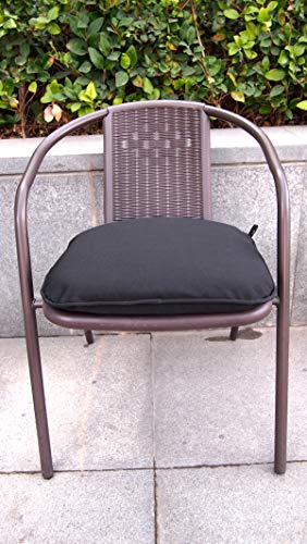 Augld 2 Pack Water Repellent Patio Chair Cushion Breathable 17"x16" Seat Cushion with Ties Black-2