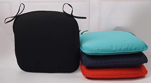 Augld 2 Pack Water Repellent Patio Chair Cushion Breathable 17"x16" Seat Cushion with Ties Black-2