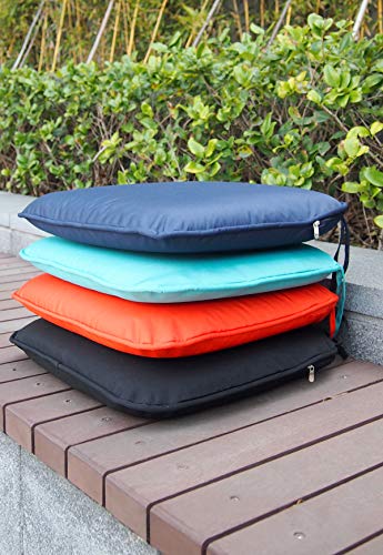 Augld 2 Pack Water Repellent Patio Chair Cushion Breathable 17"x16" Seat Cushion with Ties Black-2