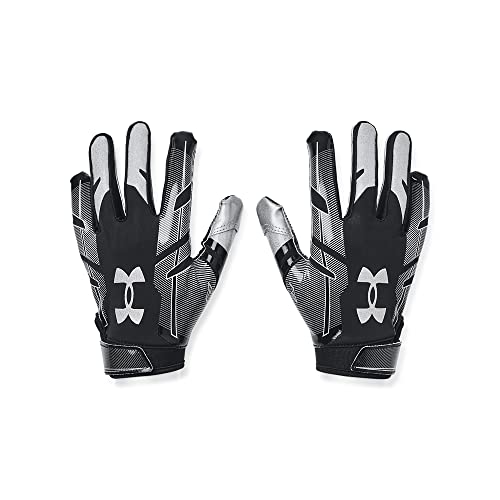 Under Armour Boys' Youth F8 Football Gloves , Black (001)/Metallic Silver , Youth Large