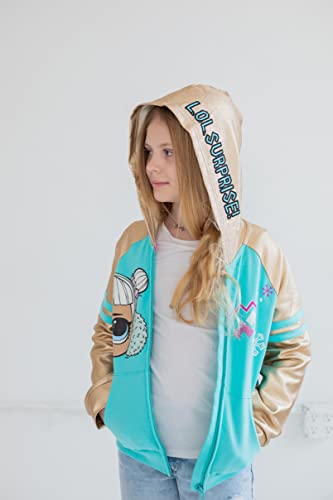 L.O.L. Surprise! Snow Angel Big Girls French Terry Zip-Up Hoodie Blue/Gold 18-20