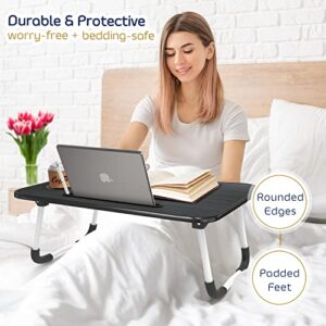 Nestl Lap Desk for Laptop - Foldable Laptop Desk for Bed and Couch, Portable and Lightweight Laptop Stand for Bed Breakfast, Working, Reading, and Writing, Black Lap Table, Large Laptop Tray