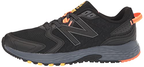 New Balance Men's 410 V7 Running Shoe, Black/Grey/Orange, 10.5