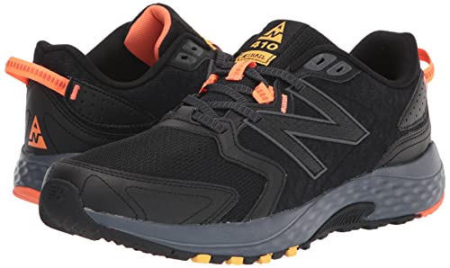 New Balance Men's 410 V7 Running Shoe, Black/Grey/Orange, 10.5