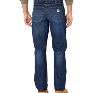 Carhartt Men's Flame-Resistant Rugged Flex Relaxed Fit 5-Pocket Jean, Midnight Indigo, 35 x 30