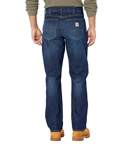 Carhartt Men's Flame-Resistant Rugged Flex Relaxed Fit 5-Pocket Jean, Midnight Indigo, 35 x 30