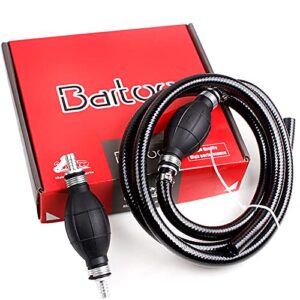 bartoo fuel line assembly,3/8in nylon braided marine fuel hose line assembly with primer bulb for marine outboard boat motor rvs tractors and caravans,6ft