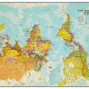 24"x39" Upside Down Political World Map. Heavyweight Photo Paper Poster, Rare maps.