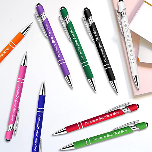 Custom Engraving Ballpoint Pens with Stylus, Personalized Pens with Your Name or Text, Ideal Anniversary, Birthday or Graduation Gift(White)