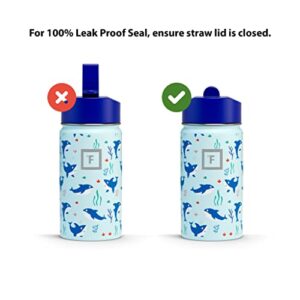 IRON °FLASK Kids Water Bottle - 10 Oz, Straw Lid, 20 Name Stickers, Vacuum Insulated Stainless Steel, Double Walled Tumbler Travel Cup, Thermo Mug, Metal Canteen (Construction Zone)