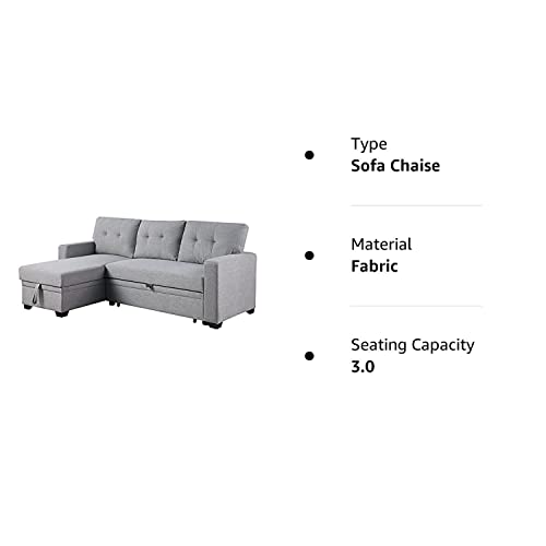 Devion Furniture Contemporary Reversible Sectional Sleeper Sectional Sofa with Storage Chaise in Light Gray Fabric