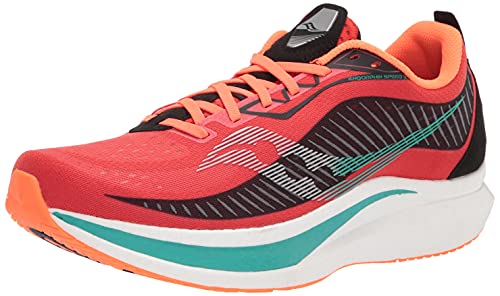 Saucony Men's Endorphin Speed Running Shoe, Scarlet/Black, 14