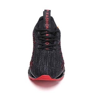 SKDOIUL Men Sport Running Sneakers Tennis Athletic Walking Shoes mesh Breathable Comfort Fashion Runner Gym Jogging Shoes Black red Size 9