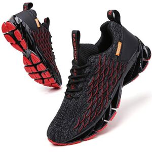 SKDOIUL Men Sport Running Sneakers Tennis Athletic Walking Shoes mesh Breathable Comfort Fashion Runner Gym Jogging Shoes Black red Size 9