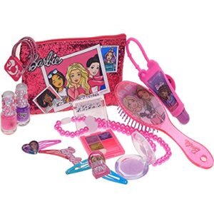 Barbie - Townley Girl 18 Pcs Cosmetic Makeup Gift Box Set includes Lip Gloss, Nail Polish, Eye Shadow, Hair Accessories and more! for Kids Girls, Ages 3+ perfect for Parties, Sleepovers and Makeovers