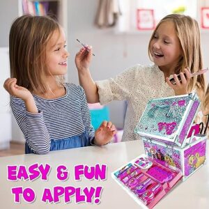 Barbie Movie Kids Makeup Kit for Girls, Real Washable Toy Makeup Set, Barbie Gift, Play Makeup and Pretend Play Toys Ages 3 4 5 6 7 8 9 10 11 12