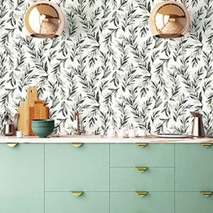 Livebor Olive Leaf Wallpaper Peel and Stick Leaf Contact Paper 17.7inch x 196.8inch Floral Peel and Stick Wallpaper Modern Farmhouse Wallpaper Neutral Sage Wallpaper Self Adhesive Decorative Paper