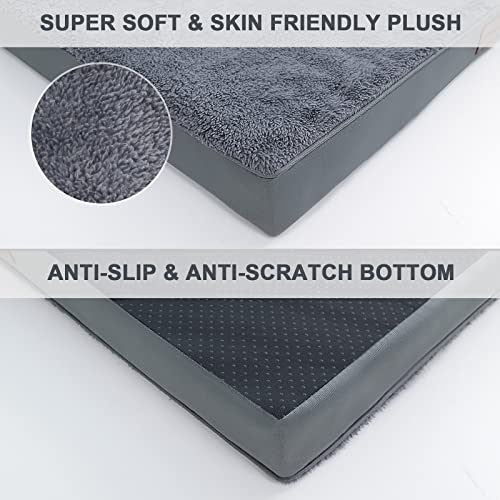 MIHIKK Orthopedic Dog Bed Waterproof Dog Beds with Removable Washable Cover Anti-Slip Egg Foam Pet Sleeping Mattress for Large, Jumbo, Medium Dogs, Dark Grey, 41 x 28 Inch