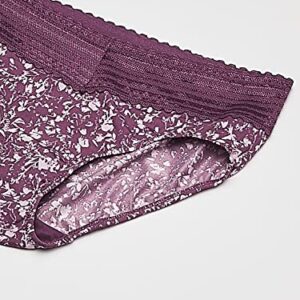 Warner's Women's Blissful Benefits No Muffin 3 Pack Hipster Panties, Amaranth Abstract Print/Black/Platinum, X-Large