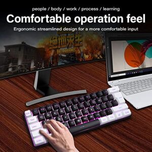 60% Wired Gaming Keyboard, RGB Backlit Ultra Compact Mini Keyboard, Waterproof Mini Compact 61-Key Keyboard for PC/Mac Gamers, Typist, Travel, Easy Travel (Black & White)