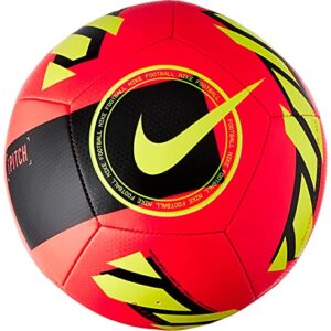 Nike DC2380 Pitch Recreational Soccer Ball Unisex-Adult Bright Crimson/Black/Volt 5