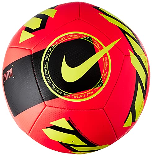 Nike DC2380 Pitch Recreational Soccer Ball Unisex-Adult Bright Crimson/Black/Volt 5