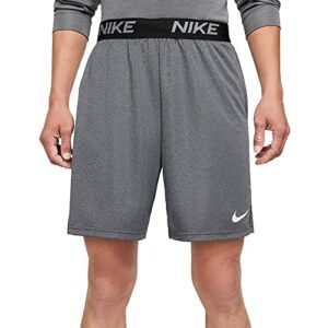 nike mens dri-fit veneer training shorts, black/smoke grey/heather/white, large