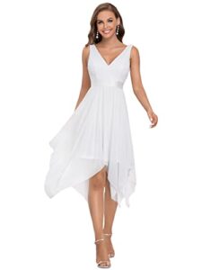 ever-pretty womens chiffon v neck wedding dress for guest women white us10