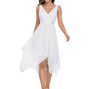 Ever-Pretty Womens Chiffon V Neck Wedding Dress for Guest Women White US10