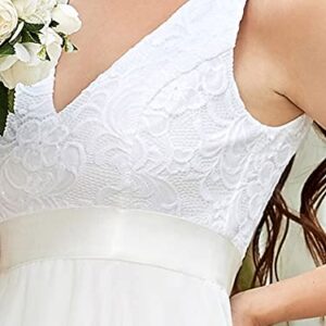 Ever-Pretty Womens Chiffon V Neck Wedding Dress for Guest Women White US10