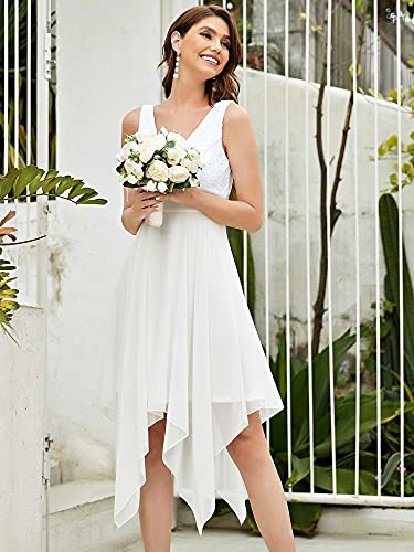 Ever-Pretty Womens Chiffon V Neck Wedding Dress for Guest Women White US10