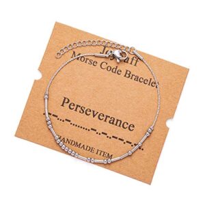 joycuff perseverance morse code bracelets for women girls mother daughter friend inspirational motivational encouragement stianless steel jewelry gifts silver bracelet